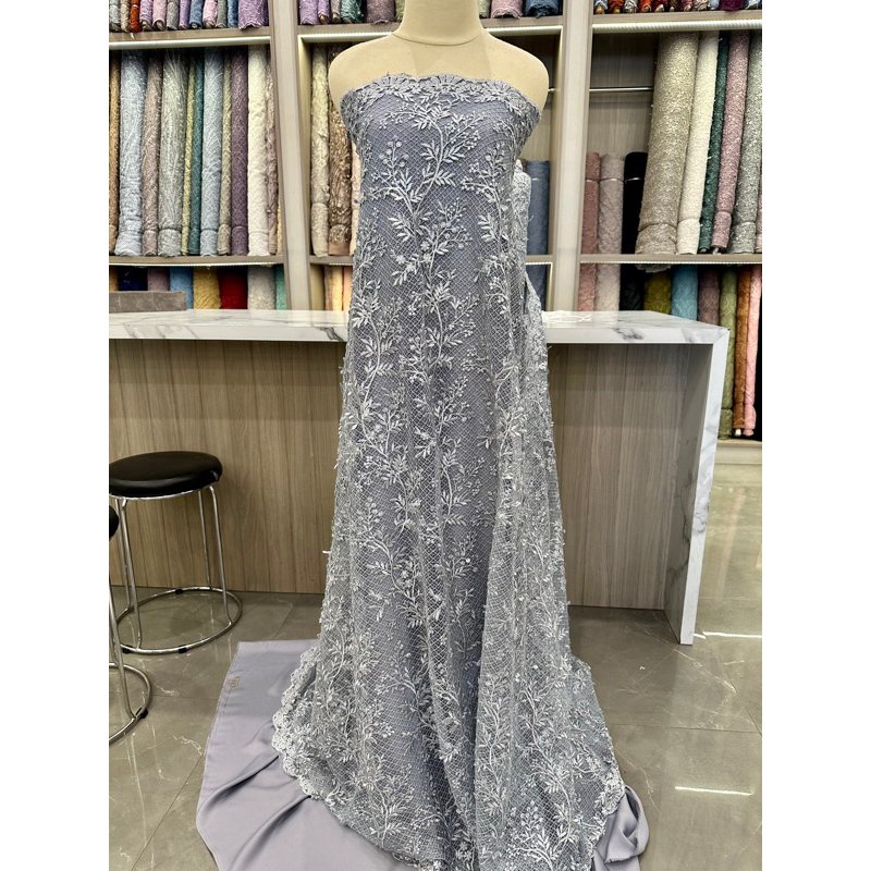 Jual Bahan kain brokat 3D bordir mewah Premium/ Bahan kain kebaya ...