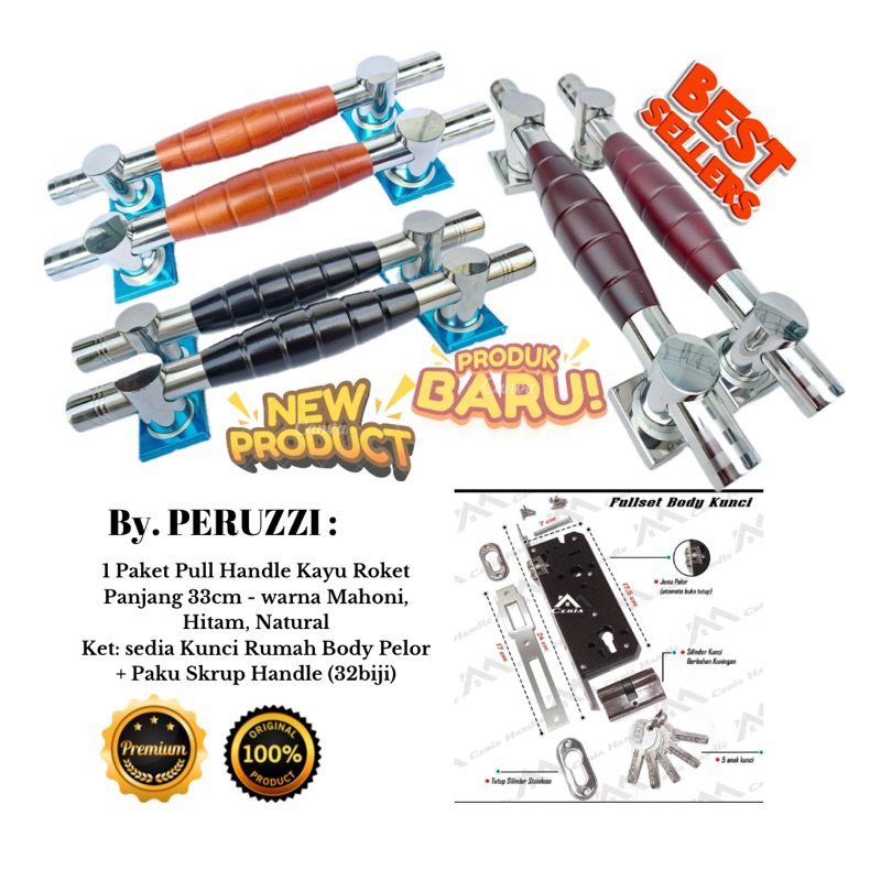 Jual Handle Pintu Minimalis 33 cm - Handle Pintu (bahan Kayu warna ...