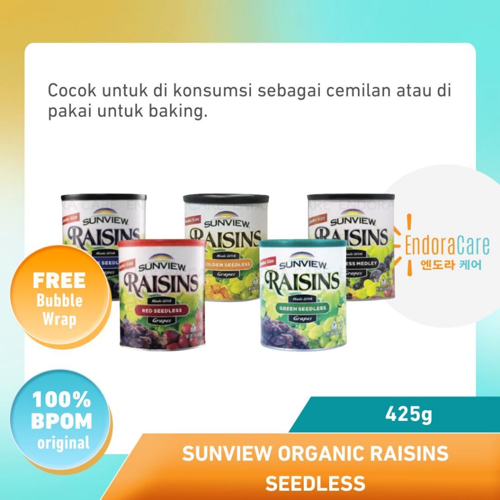 Jual SUNVIEW Organic Jumbo Size Raisins Seedless Kismis Premium 15oz ...
