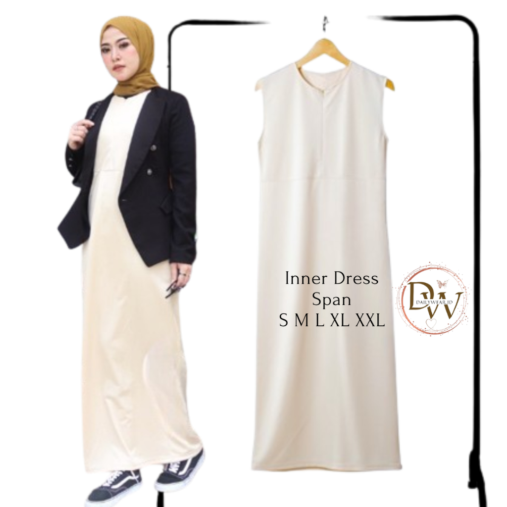 Jual DAILYWEAR - Inner Dress Span Basic S M L XL XXL Busui Friendly ...