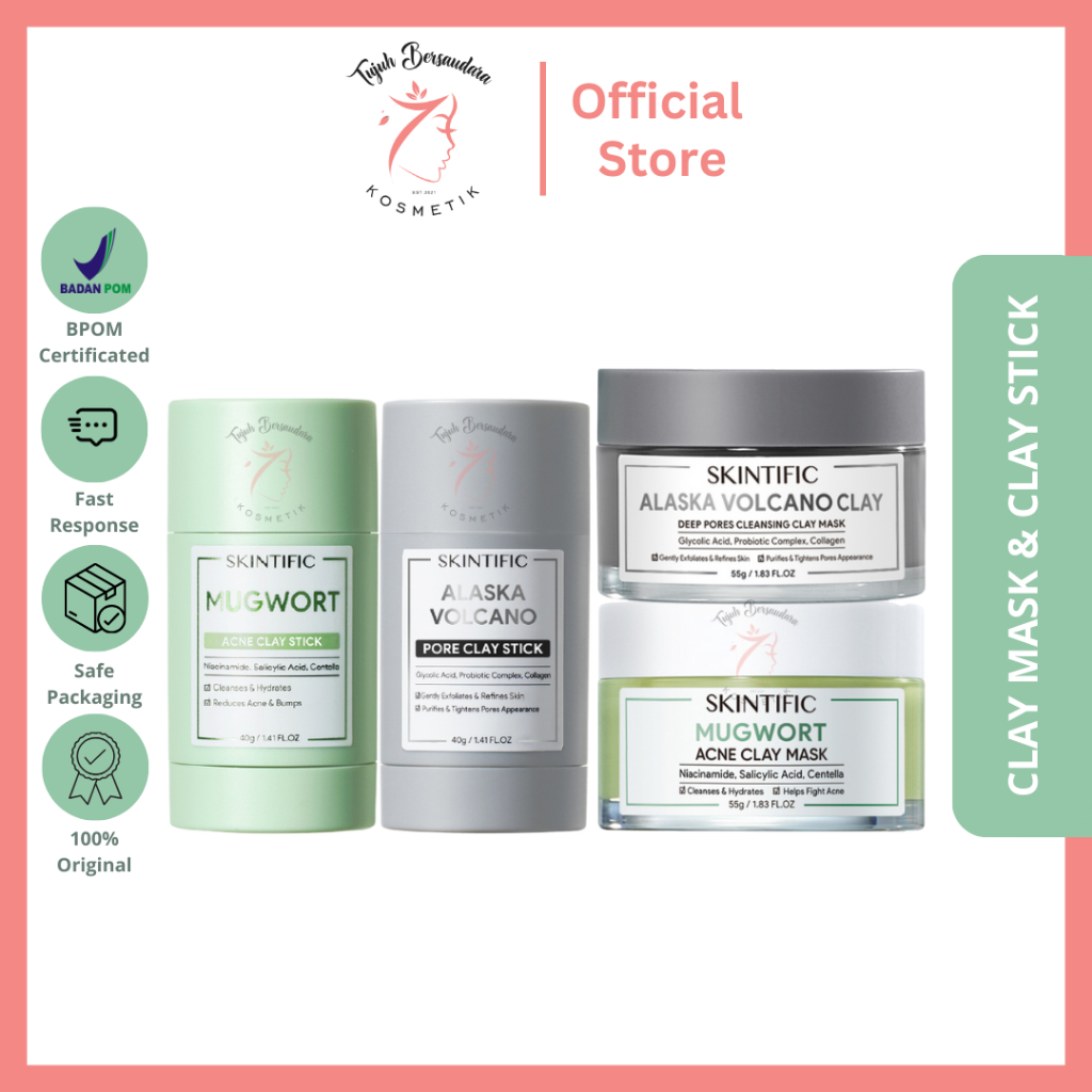 Jual SKINTIFIC Mugwort Anti Pores & Acne Clay Stick Mask | Alaska ...
