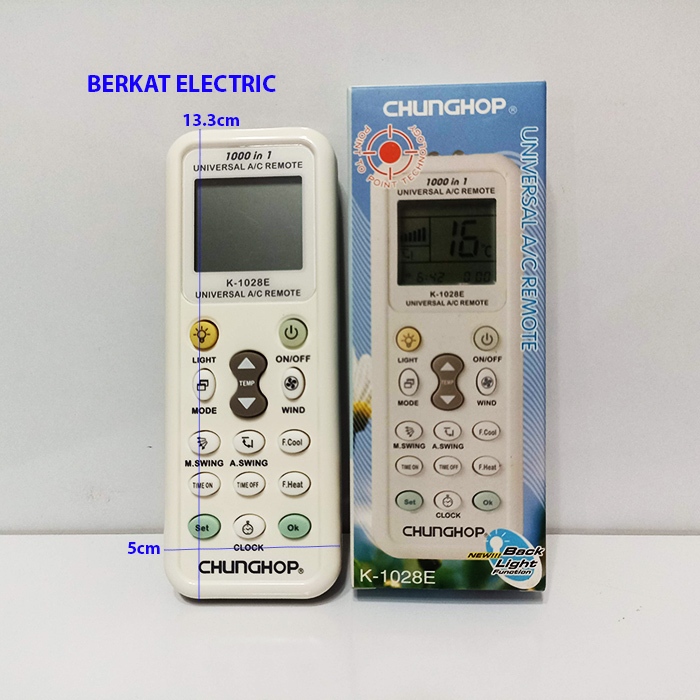 Jual Remote Multi Universal AC A/C + LED LIGHT K-1028E Chunghop ...