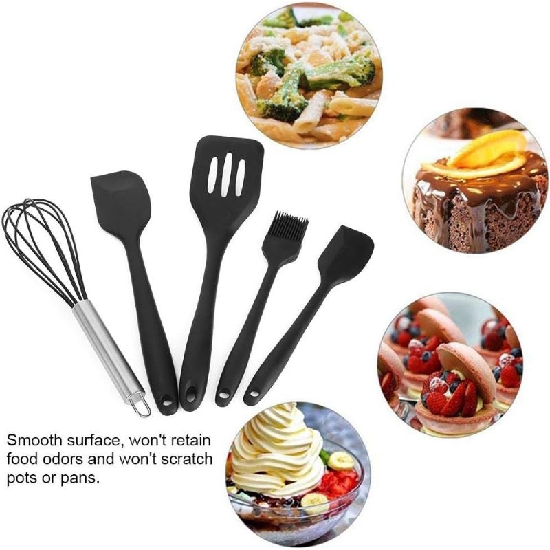 Jual spatula sutil silikon tahan panas 1 set 5 pcs alat masak bahan ...