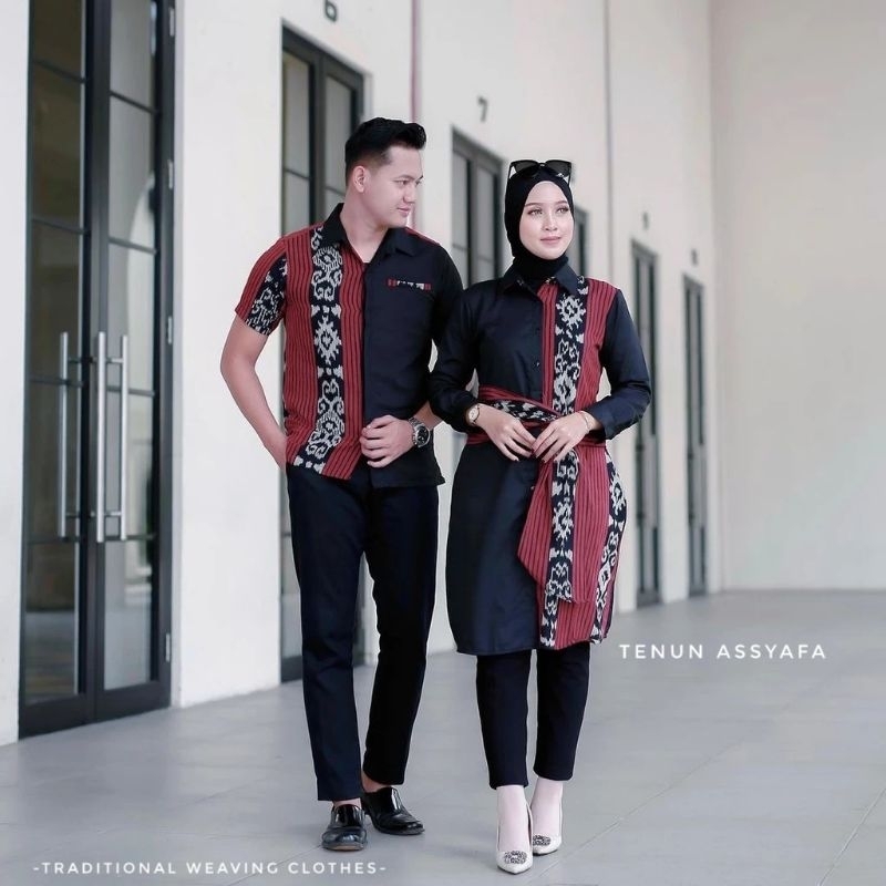 Jual Set Couple Tunik Tenun Ikat Etnik Kemeja Tenun Etnik Set Couple Baju Tenun Troso OT46 ...