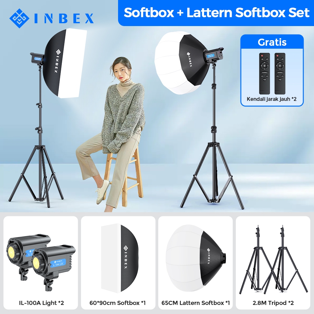 Jual INBEX IL-100A Softbox lighting Video Light Studio Soft Box 100W ...
