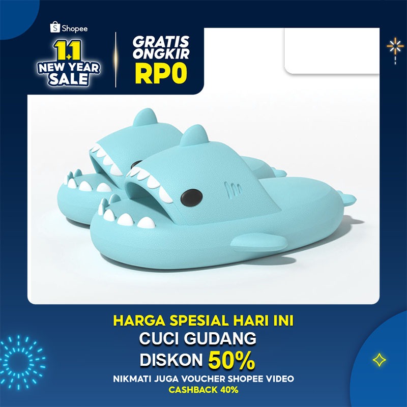 Jual KOMIN-Sandal Hiu Pria Sendal Shark Dewasa Couple Sandal Rumah ...