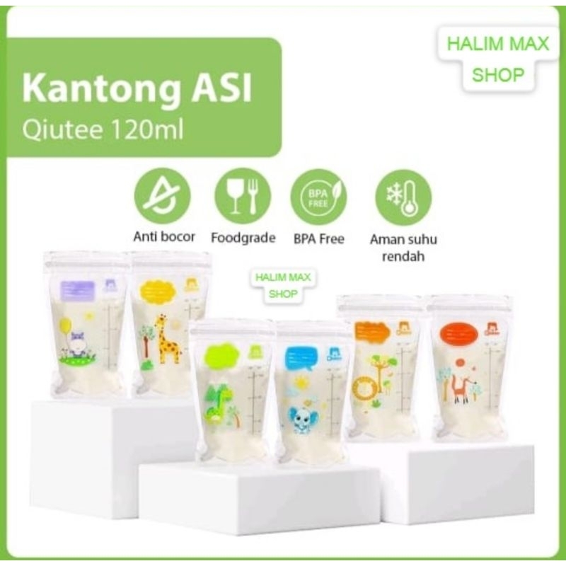 Jual Kantong asi Qiutee plastik 120 ml Breastmilk storage zipper isi 30 pcs | Shopee Indonesia