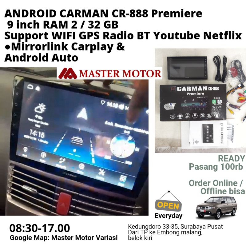 Jual Head unit Android CARMAN CR 888 9" RAM 2/32 Gb Carplay Android ...