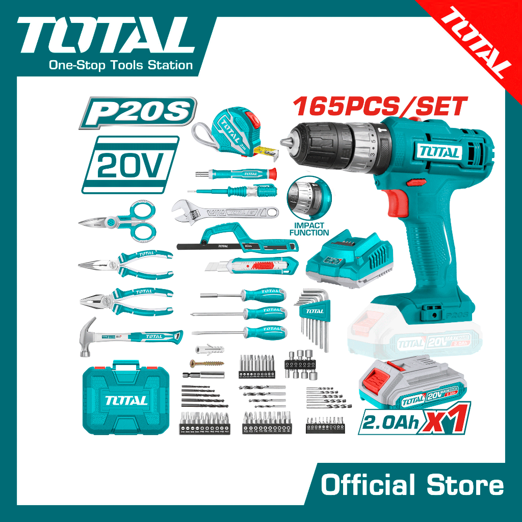 Jual 165 Pcs Set Alat/tools set TOTAL THKTHP11652 baterai impact drill ...