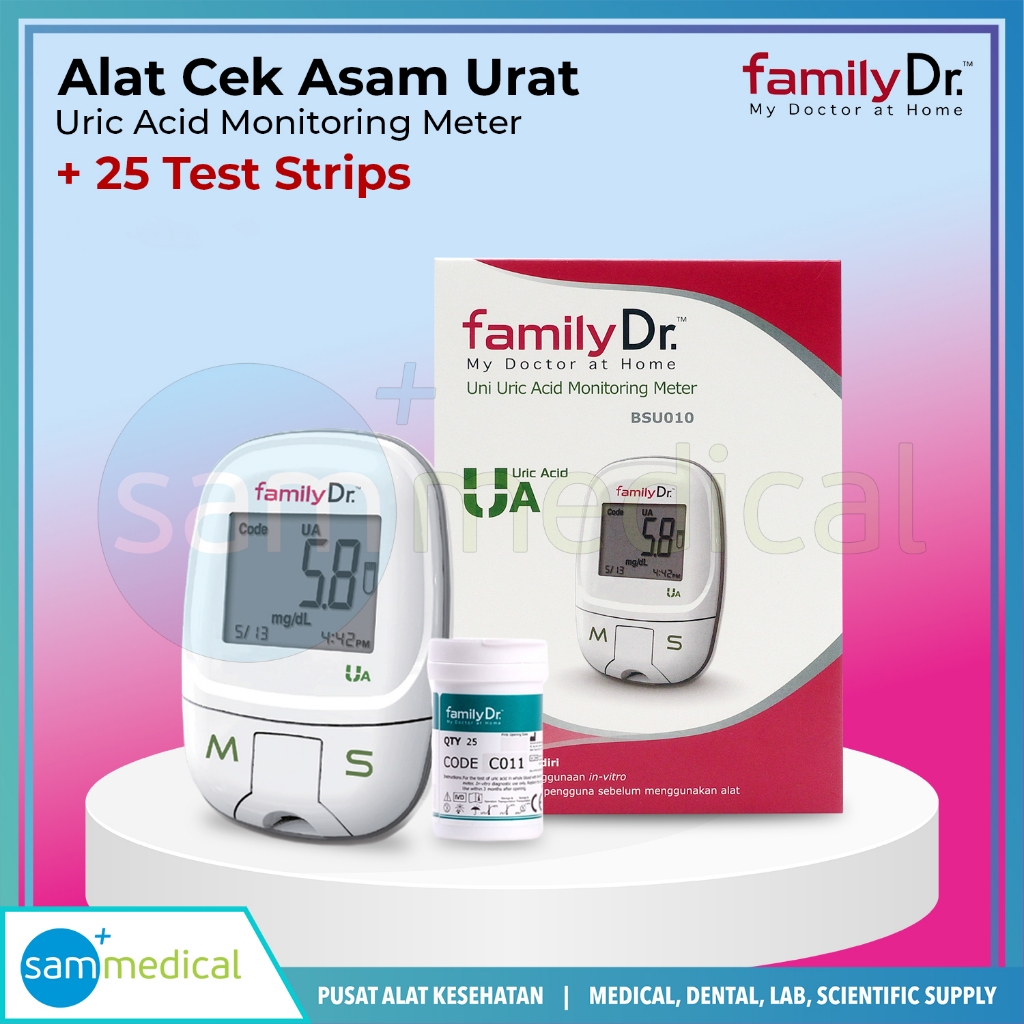 Jual Family Dr Uric Acid KIT + Strip | Alat Cek Asam Urat Digital/ uric ...