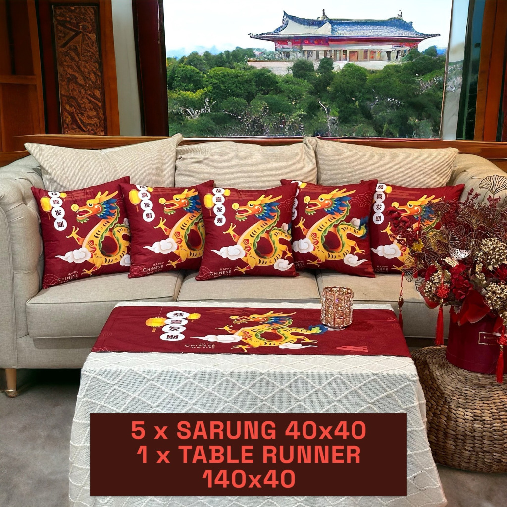 Jual [SET ISI 5 +1] SARUNG BANTAL SOFA 40X40 CM + TAPLAK MEJA TABLE ...