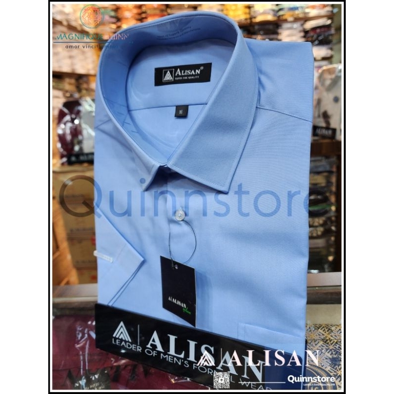 Jual ALISAN Original | Kemeja Polos Lengan Pendek | Reguler | Biru #2 ...