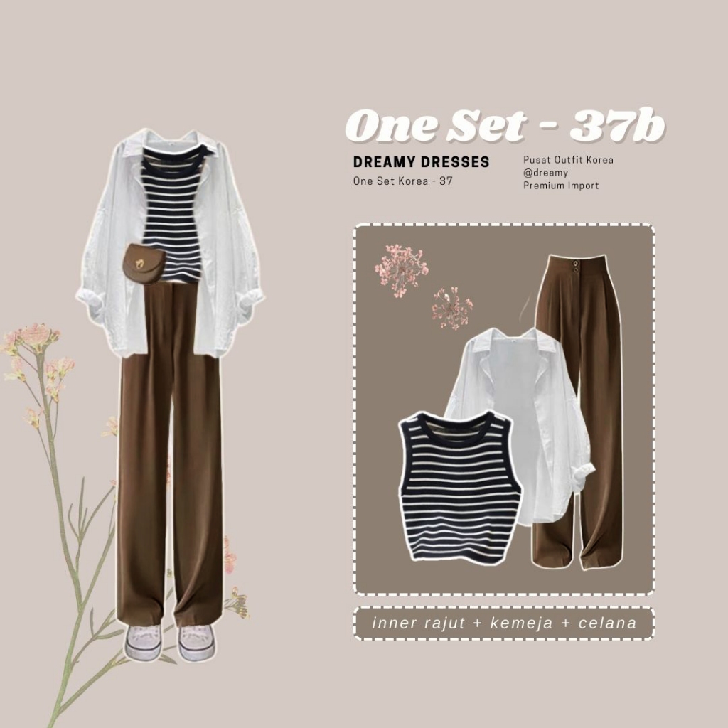 Jual 3in1 One Set Korean Style, Outfit Korea, Outfit Wanita, Ullzang ...