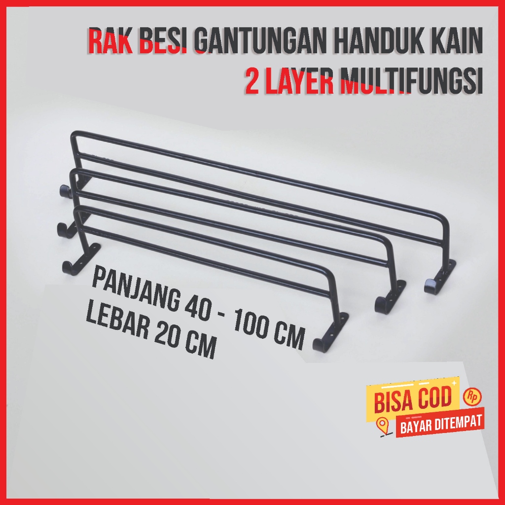 Jual Rak Besi Gantungan Handuk Jemuran Pakaian 2 Layer Tempel Dinding ...