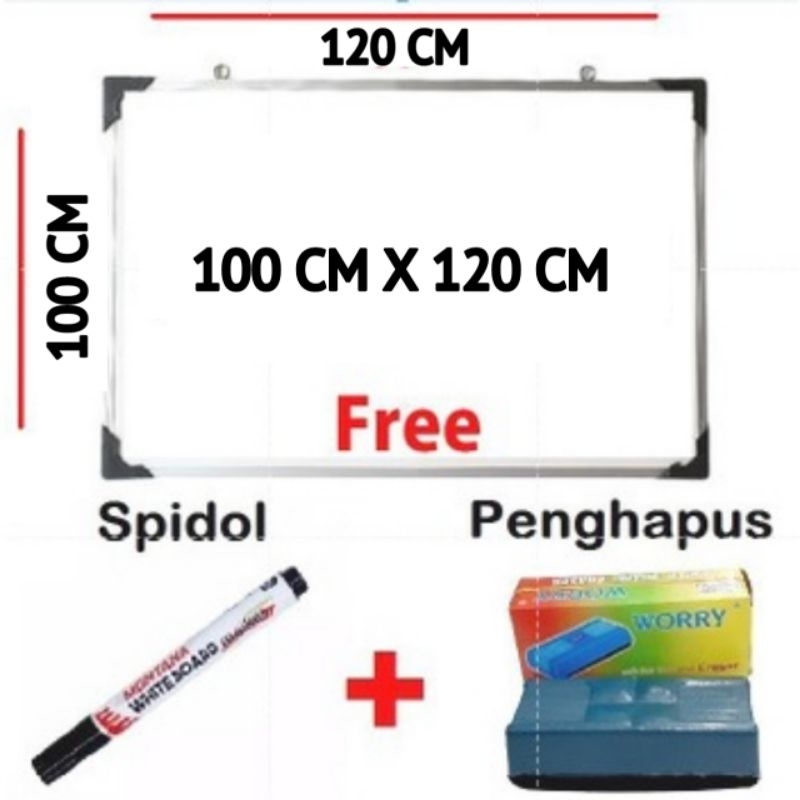 Jual PAPAN TULIS WHITEBOARD 100 X 120 CM GRATIS SPIDOL DAN PENGHAPUS ...