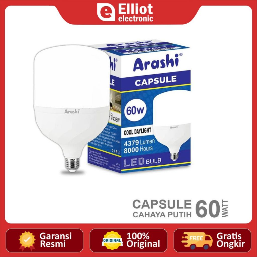 Jual Lampu Capsule LED Arashi 60W Cahaya Putih 60 W | Shopee Indonesia
