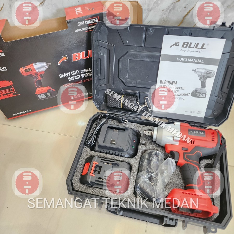 Jual BL800 CORDLESS BATERAI BUKA RODA BAUT IMPACT WRENCH 1/2" BULL BL 800 | Shopee Indonesia
