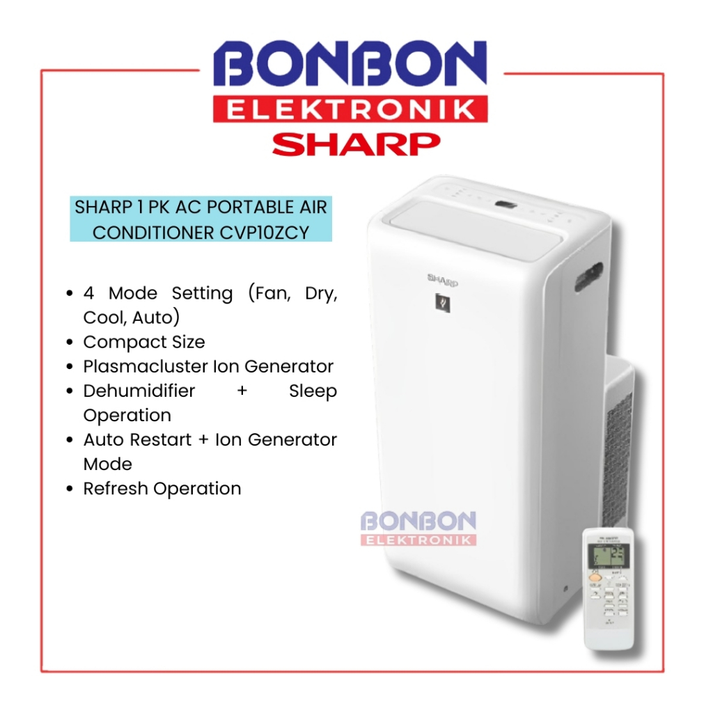 Jual SHARP AC Portable 1 PK Air Conditioner 1 PK CVP10ZCY /CV-P10ZCY ...