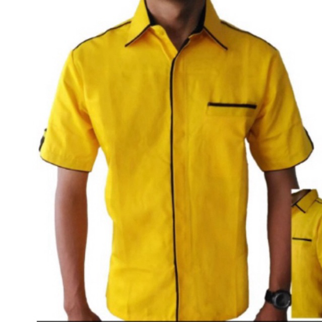 Jual baju seragam PDL / baju drill / baju kerja kuning list hitam ...