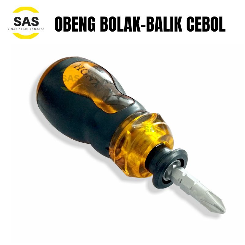 Jual [SAS] Obeng bolak balik cebol gagang karet Obeng mini 2 way obeng ...