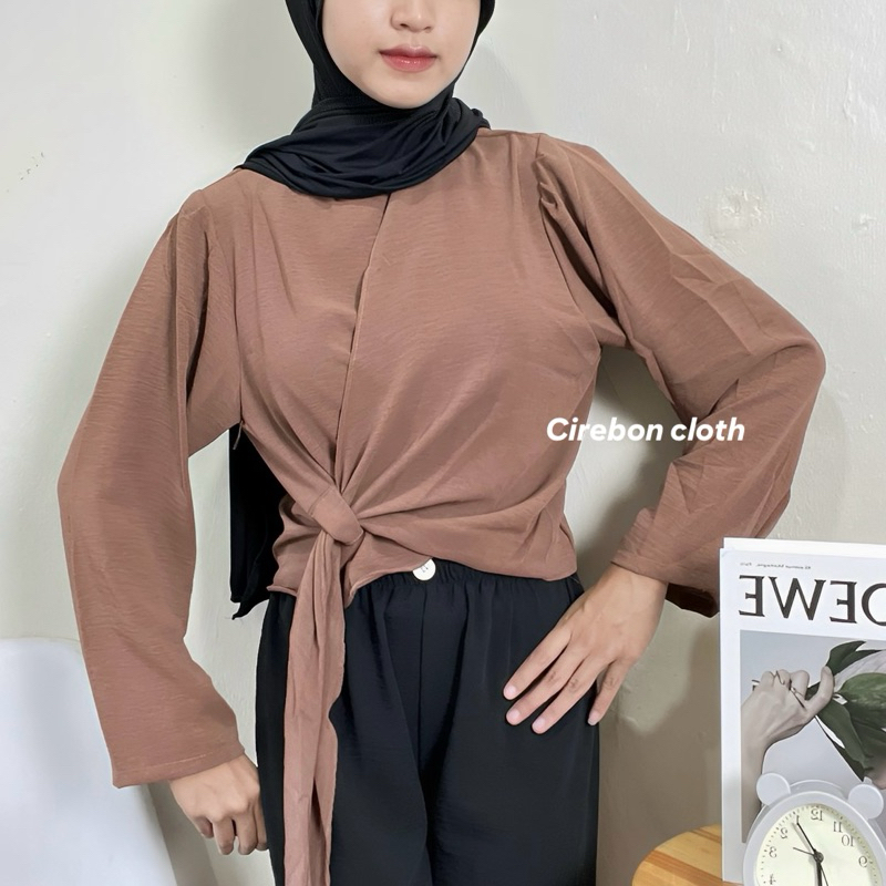 Jual Cirebon Cloth - Rhea Wrap Top | Blouse Tali Crinkle Airflow ...