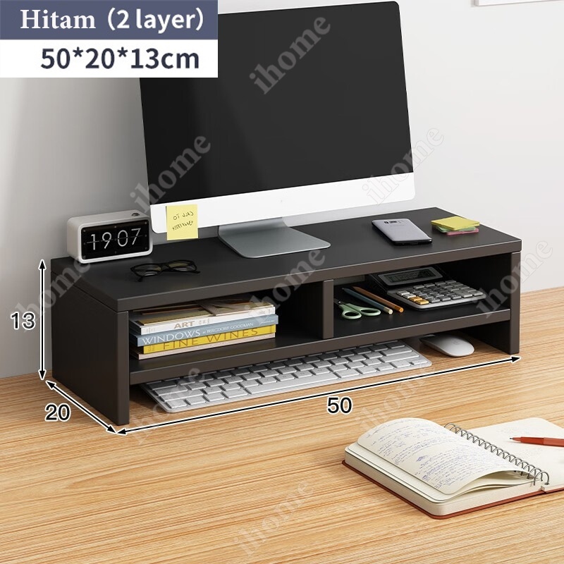 Jual Meja Belajar Monitor Stand Desk Organizer Stand Monitor Kayu Rak ...