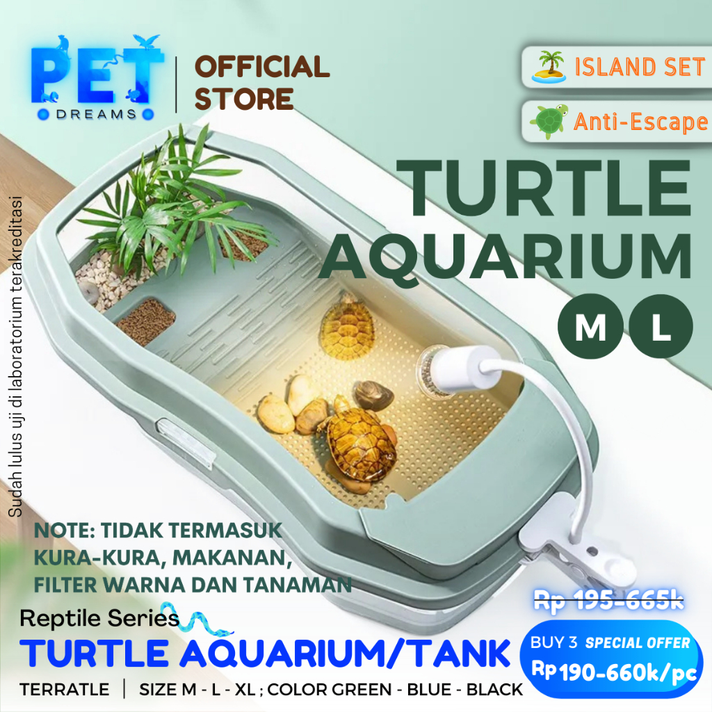 Jual AQUARIUM KURA KURA SIZE M & L KANDANG AKUARIUM TEMPAT BAK EMBER RUMAH TURTLE AIR BRAZIL ...