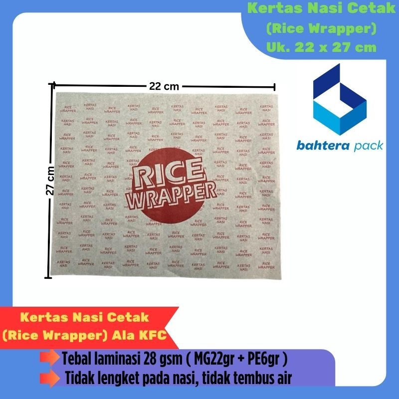 Jual Kertas Nasi Cetak Rice Wrapper ala KFC Uk. 22 x 27 cm isi 500 pcs ...