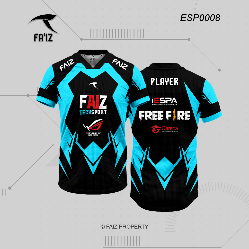 Jual JERSEY GAMING / ESPORT BAJU GAME BIRU HITAM CUSTOM NAMA DAN LOGO ...