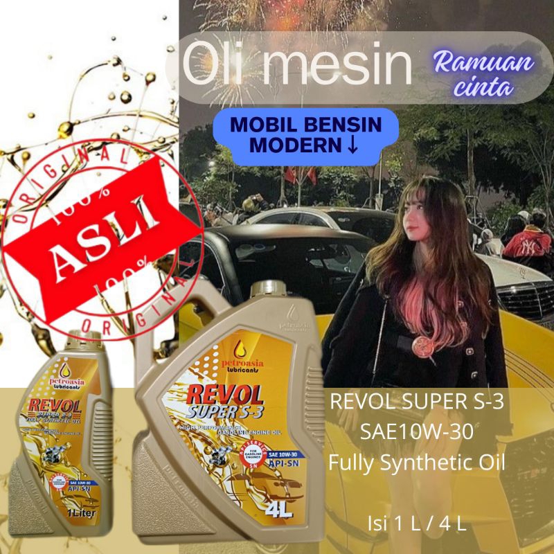 Jual Oli Mesin Mobil Bensin Engine Oil Full Synthetic SAE 10W30 Revol ...