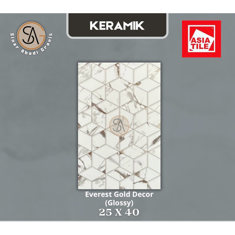 Jual keramik dinding 25x40 asia tile everest gold decor | Shopee Indonesia