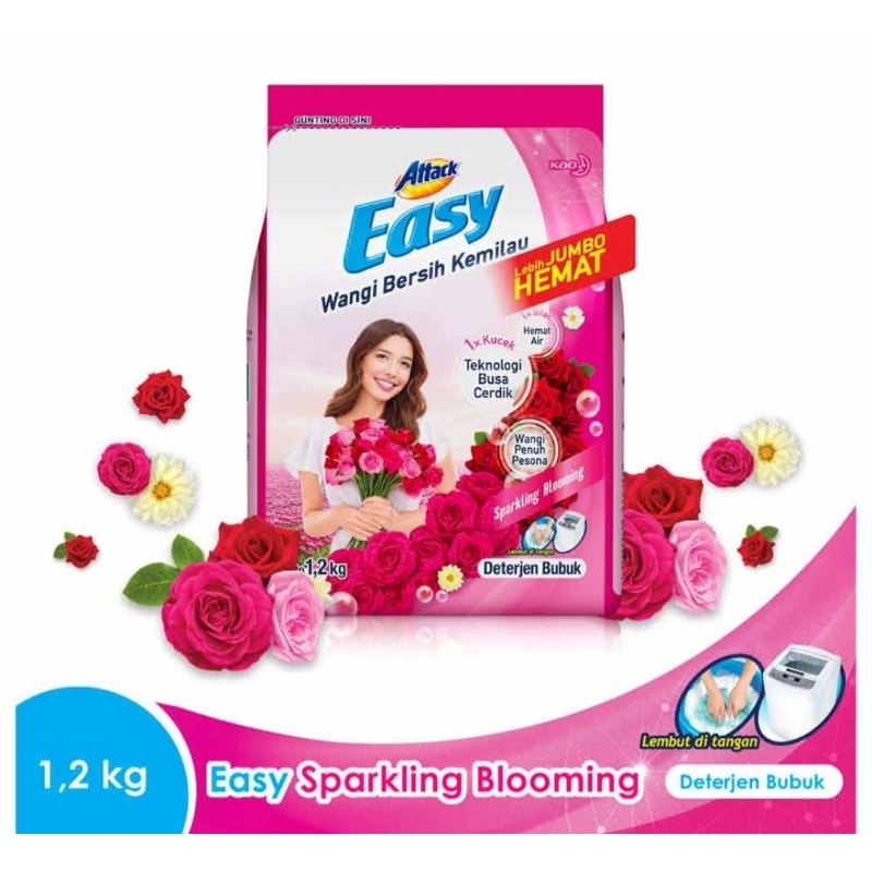 Jual Attack Easy Detergent bubuk sparkling blooming 1.2kg | Shopee Indonesia