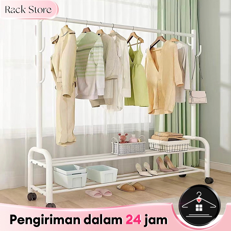 Jual Rak Gantungan Baju Besi Stand hanger Jemuran Baju Gawang Baju ...