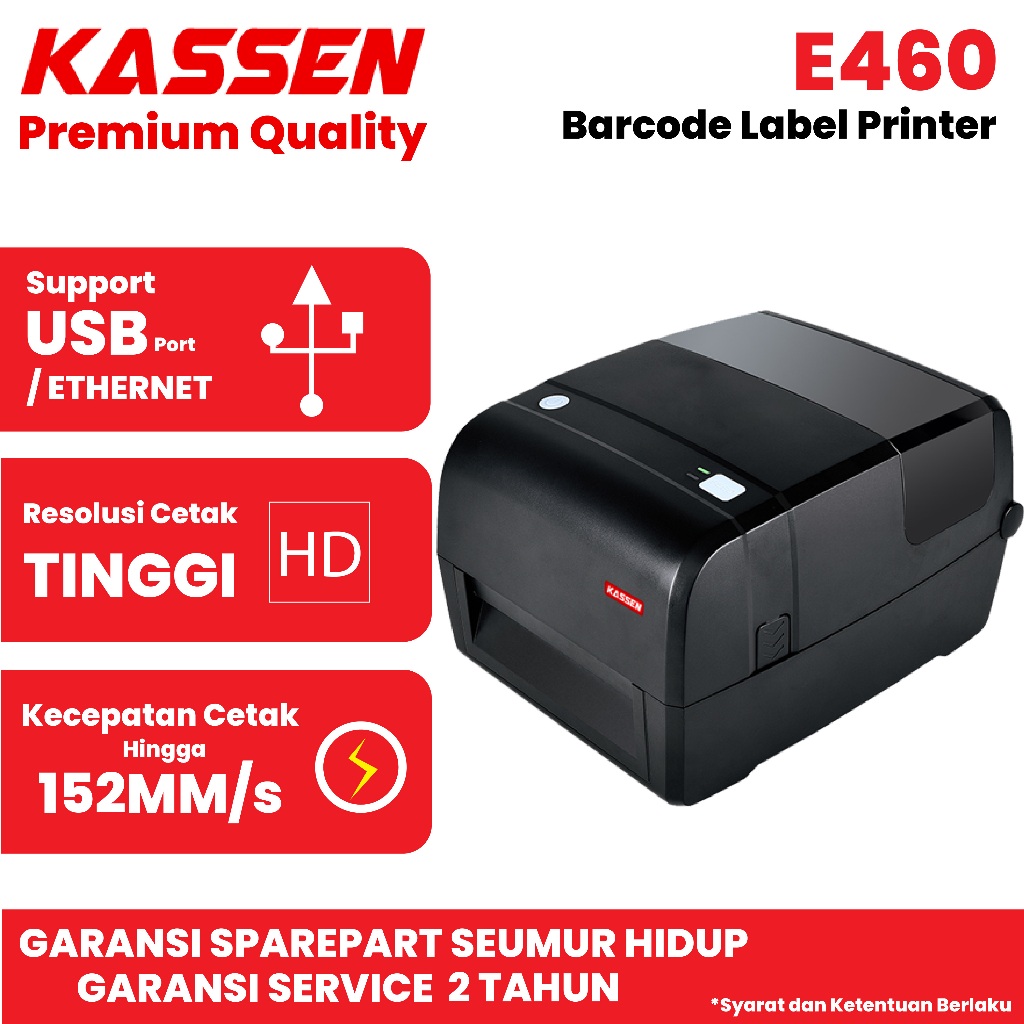 Jual PRINTER THERMAL MEMBUAT LABEL BARCODE - KASSEN E460 | Shopee Indonesia