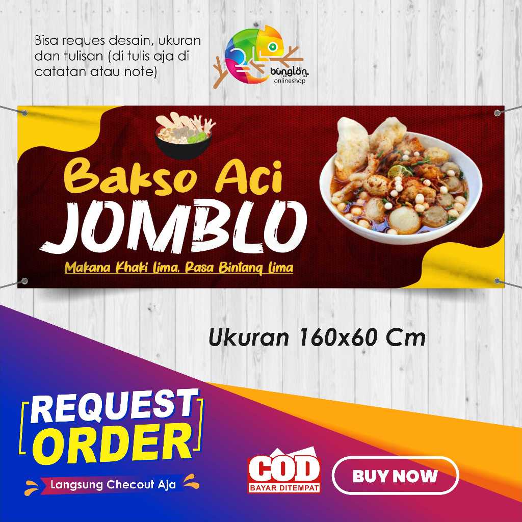 Jual Spanduk 160x60 Banner Bakso Aci Custom Desain | Shopee Indonesia