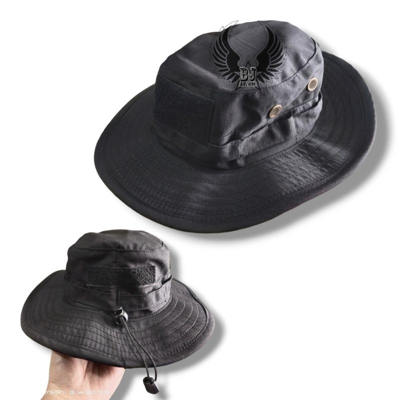 Jual Topi rimba hitam outdoor camping haiking/topi rimba tactical hitam ...
