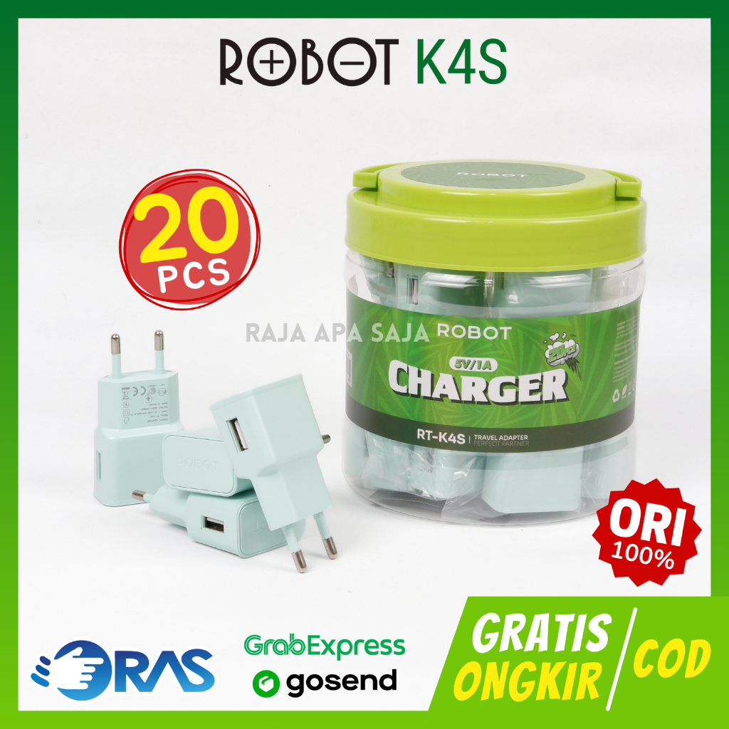 Jual Adaptor Kepala Charger Robot Toples Isi 20 10 Pcs Grosir Adapter ...