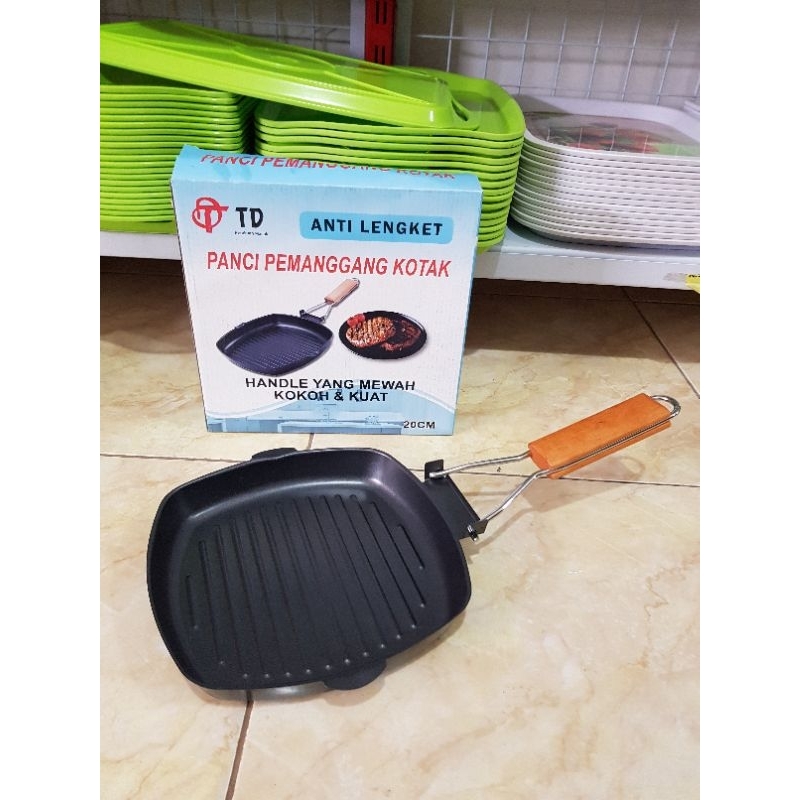 Jual Wajan grill BBQ korean/Panggangan anti lengket bentuk kotak 20 cm ...