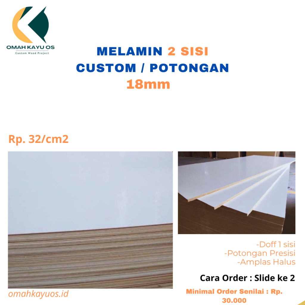Jual Triplek Multiplek Plywood Melamin 18mm satu muka / sisi Custom ...