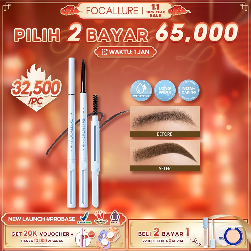Jual FOCALLURE Pensil Alis 3-in-1 Pro-shaping Kuas & Pisau Cukur Bawaan ...