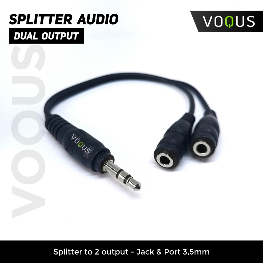 Jual Kabel Audio Splitter Aux Dual Output 1 Male 2 Female Headset ...