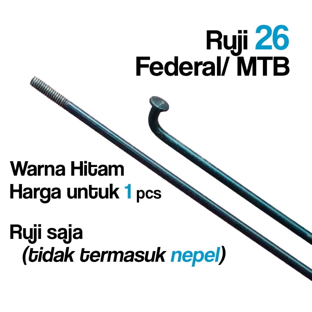 Jual Ruji Spoke Sepeda 26 Federal MTB 14G x 262 Hitam | Shopee Indonesia