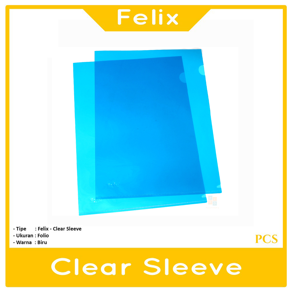 Jual FELIX - Map L Clear Sleeve Folder File Folio Biru - Lusin | Shopee ...