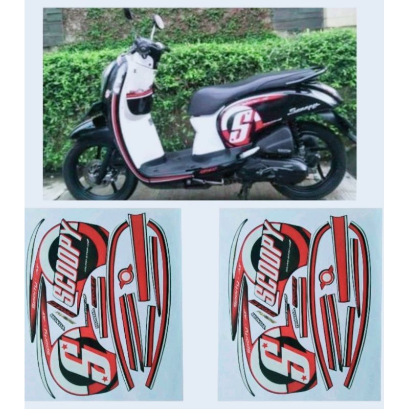 Jual stiker striping motor scoopy fi 2015 2016 hitam putih lis bodi ...