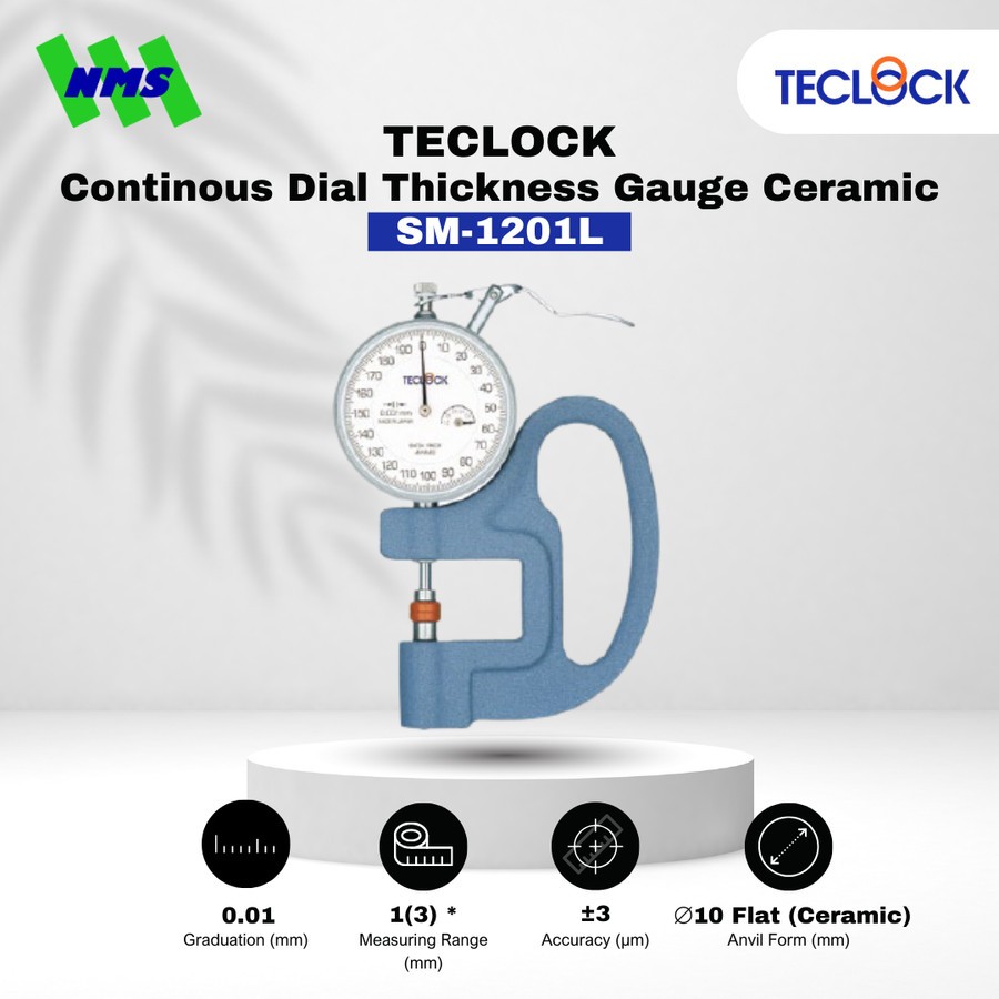 Jual TECLOCK SM-1201L Continous Dial Thickness Gauge Ceramic 1mm | Shopee Indonesia