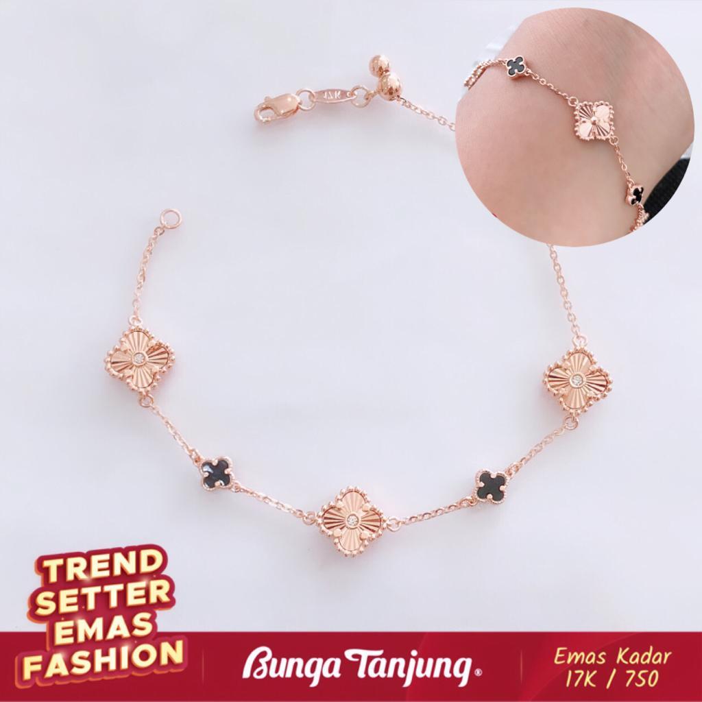 Jual GELANG CLOVER ARSIR 2W - EMAS 17K - BUNGA TANJUNG GOLD | Shopee ...