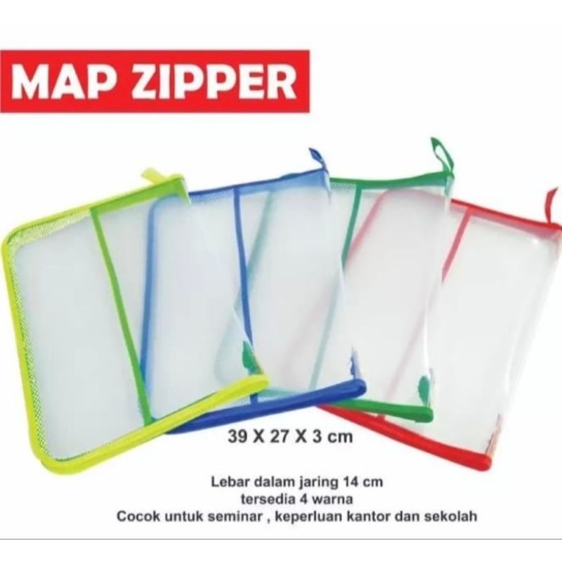 Jual Map Zipper Sleting Jala Folio Jaring Plastik Tas Resleting F4 ...