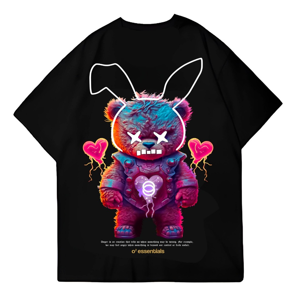 Jual O2 Essentials Kaos Oversize Hitam Premium Pria dan Wanita - Bear ...