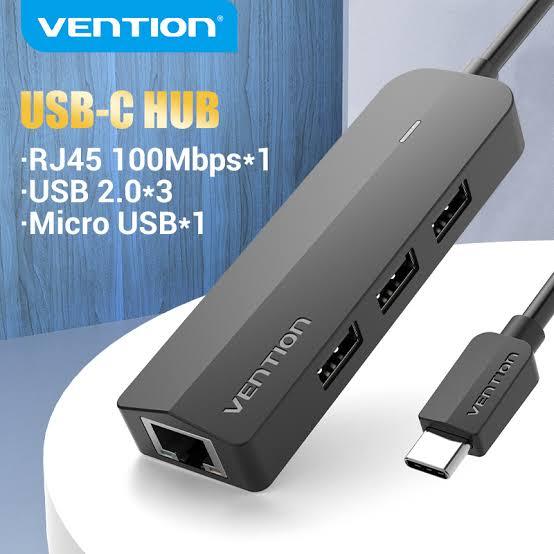 Jual Vention USB Type C to Hub USB 3 Port with RJ45 Lan | Shopee Indonesia