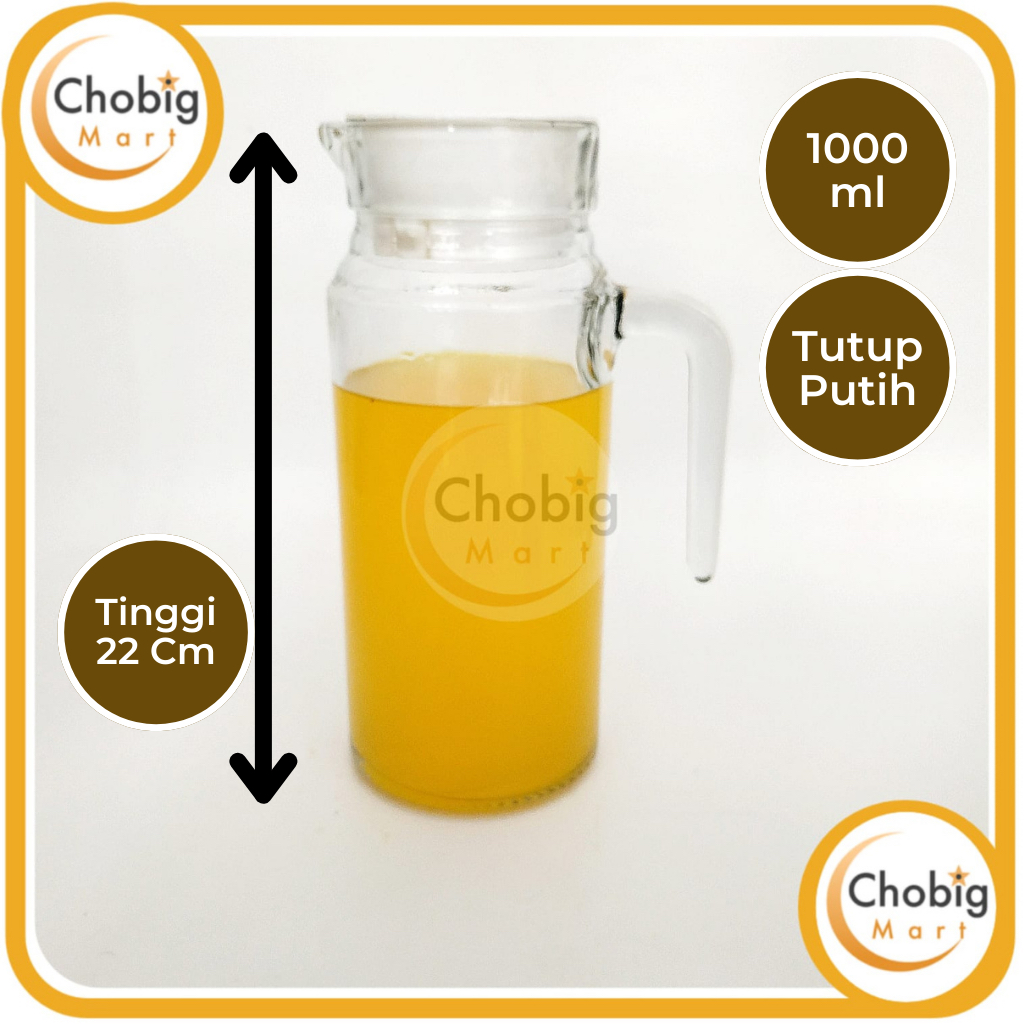 Jual CHOBIG Pitcher Kaca / Teko Beling Ceret Botol Minum Air Bening 1L ...